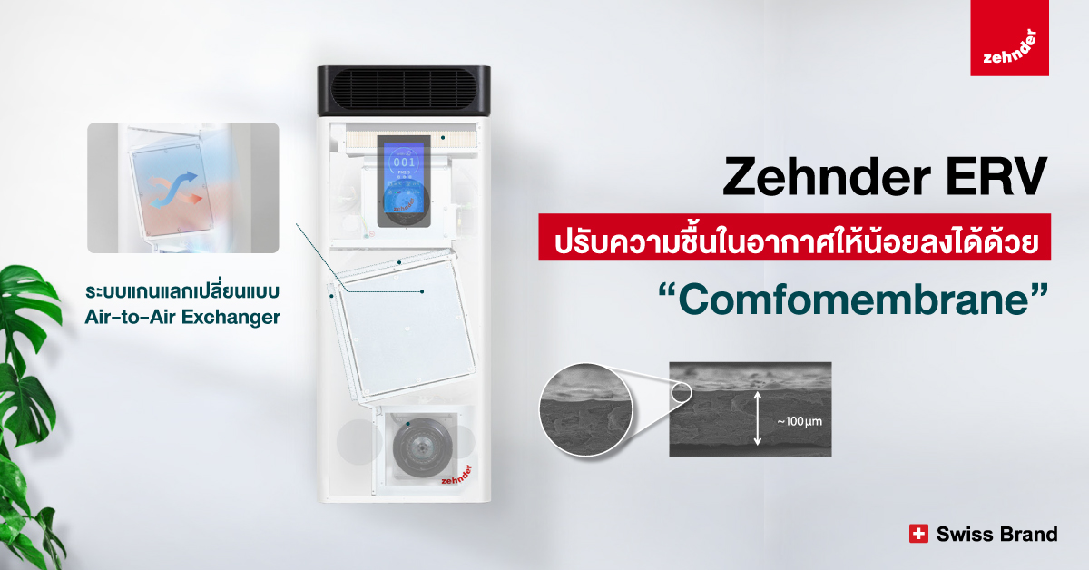 Zehnder ERV ปรับความชื้นในอากาศให้น้อยลงได้ด้วย “Comfomembrane ...